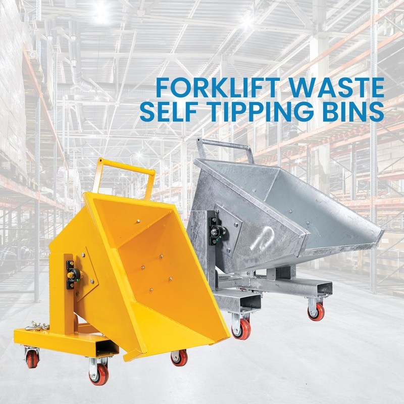สีเหลือง 7000 LBS Forklift Tipping Bin OEM Tipping Skip Bins