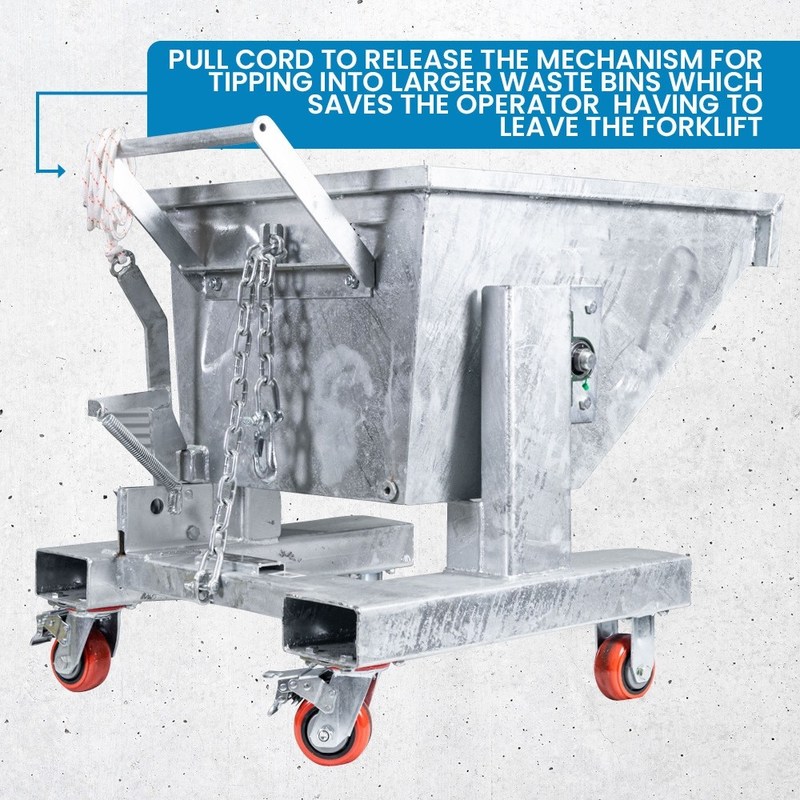 สีเหลือง 7000 LBS Forklift Tipping Bin OEM Tipping Skip Bins